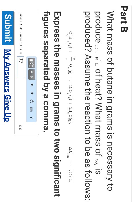 Solved What mass of butane in grams is necessary to produce | Chegg.com