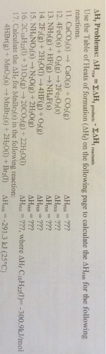 Solved Delta H_f Problems: Delta H_rxn = sigma Delta H_f | Chegg.com