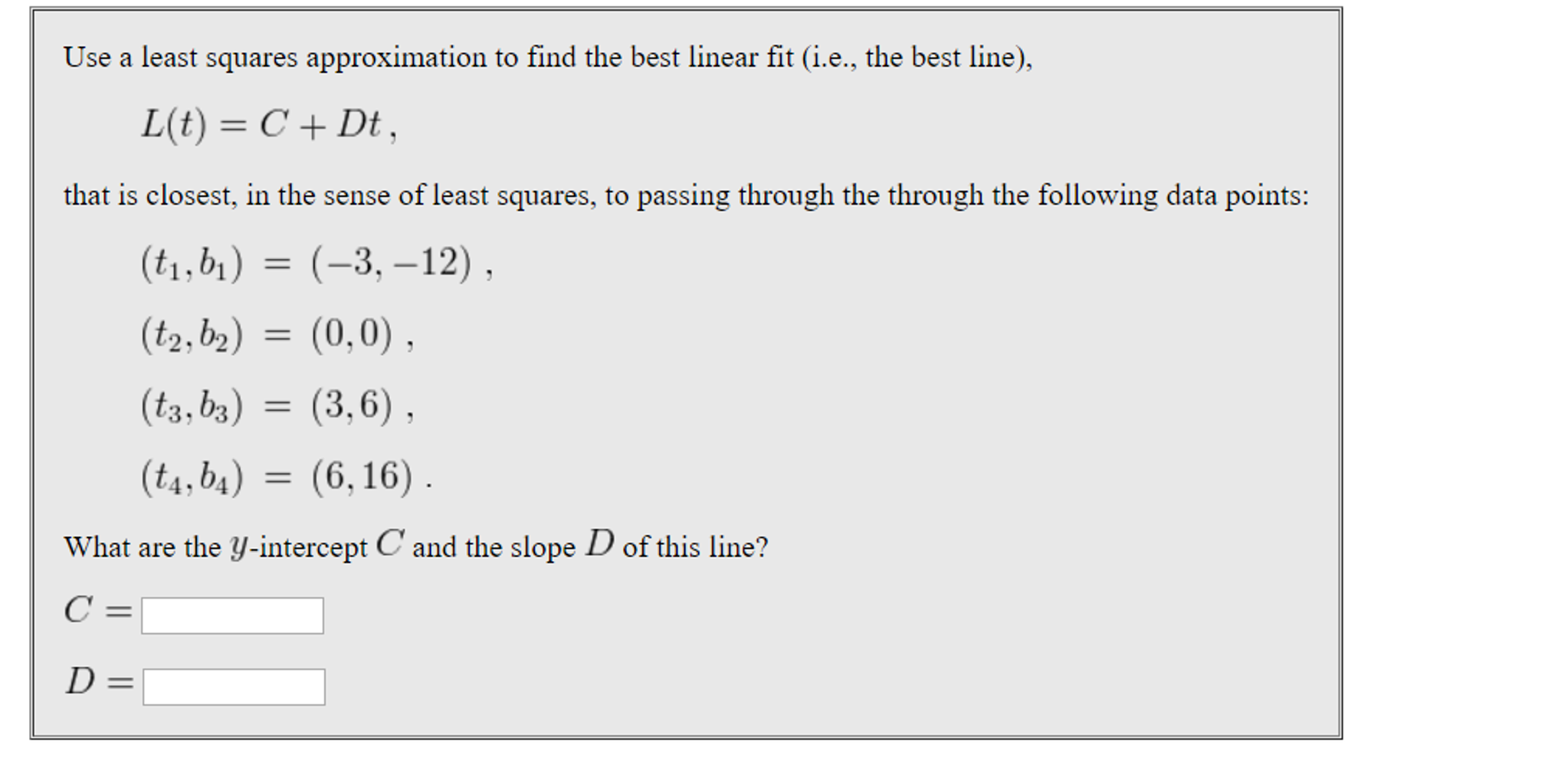 Solved Use a least squares approximation to find the best | Chegg.com
