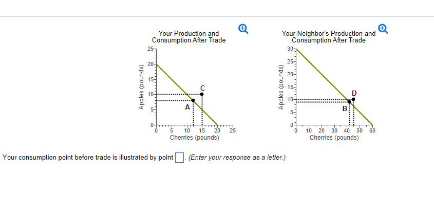 Solved Your consumption point before trade is illustrated by | Chegg.com