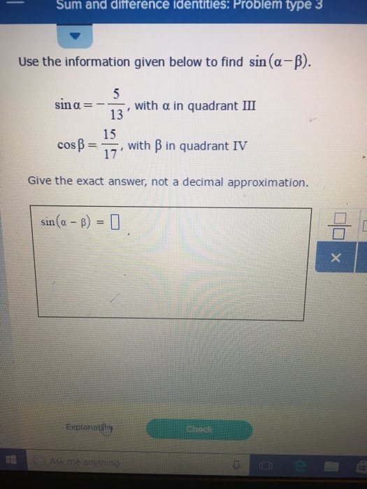 Solved Use the information given below to find sin(alpha - | Chegg.com