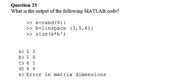Solved MATLAB. According to the answer sheet, the answer is | Chegg.com