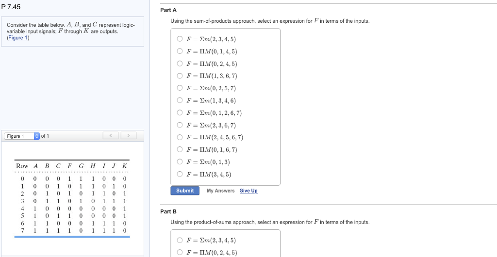 Solved P 7 45 Part A Using The Sum Of Products Approach