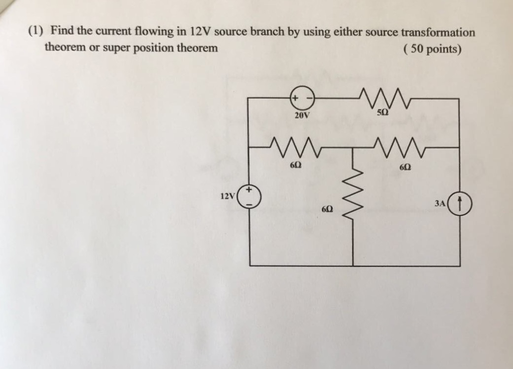 Solved Find the current flowing in 12V source branch by | Chegg.com