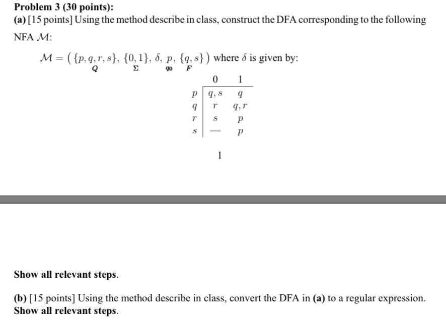Solved Problem 3 (30 points): (a) [15 points] Using the | Chegg.com