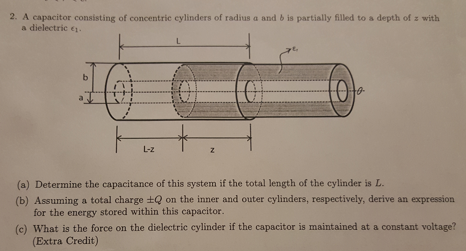 Solved A capacitor consisting of concentric cylinders of | Chegg.com
