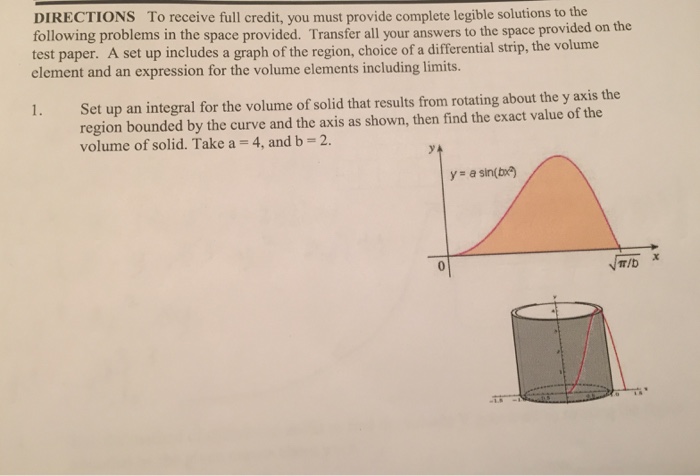 Solved Set up an integral for the volume of solid that | Chegg.com
