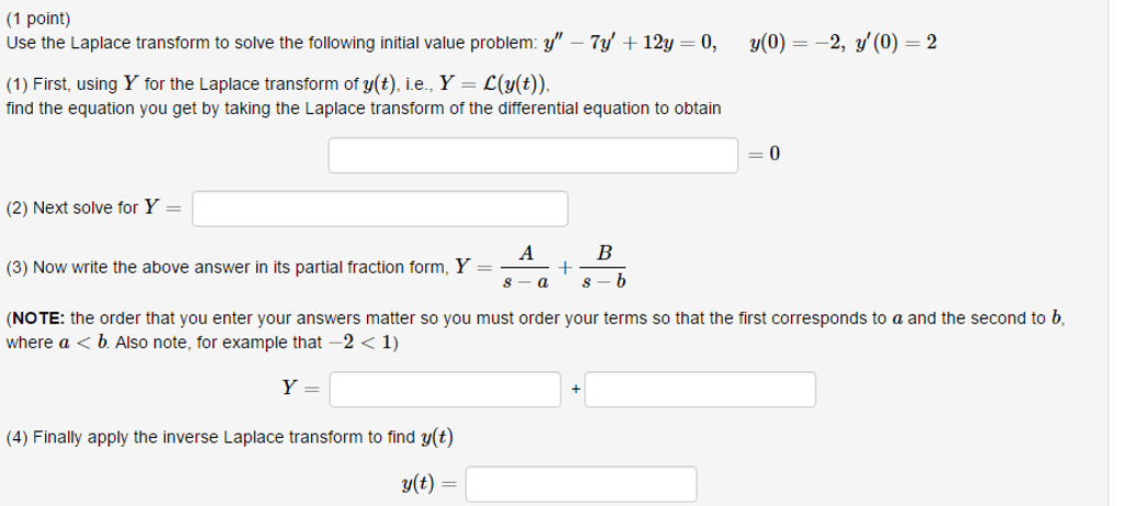 Solved Use the Laplace transform to solve the following | Chegg.com