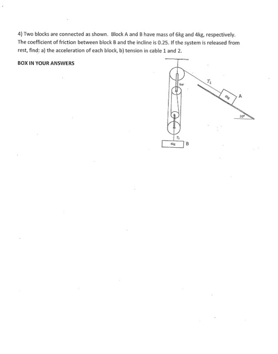 Solved Two blocks are connected as shown. Block A and B have | Chegg.com