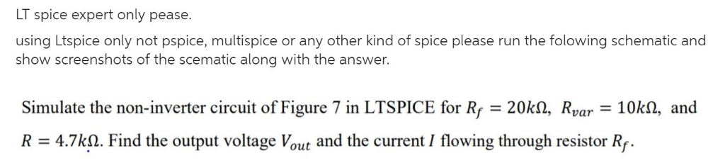 Solved LT spice expert only pease using Ltspice only not | Chegg.com