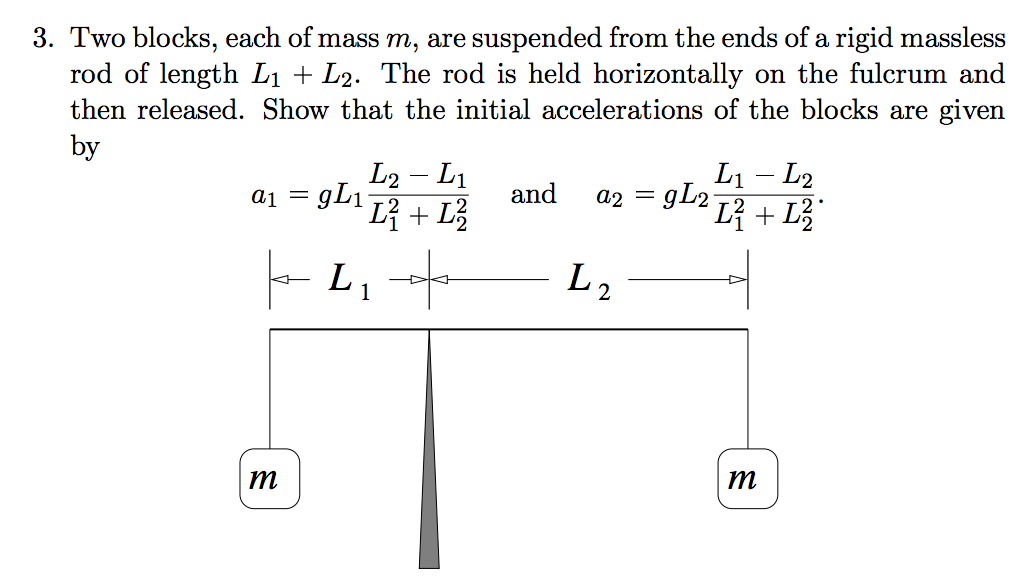 Solved Two blocks, each of mass m, are suspended from the | Chegg.com