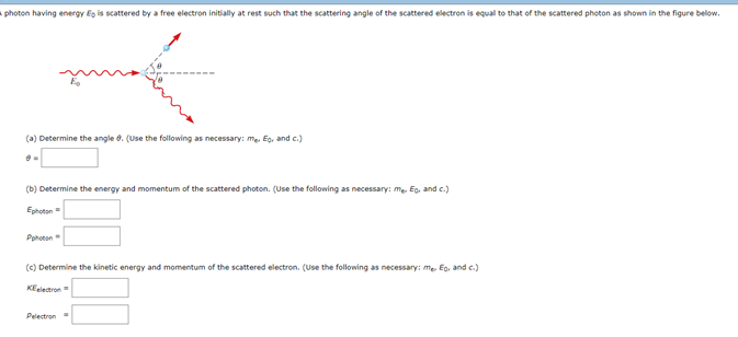 Solved Photon Having Energy Eo Is Seattered By A Free