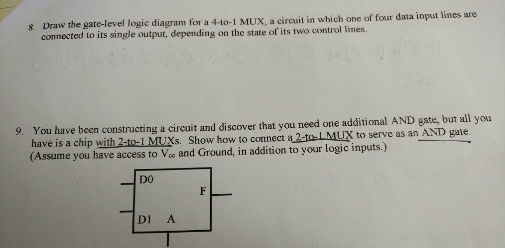 Solved Draw the gate-level logic diagram for a 4-10-1 MUX, a | Chegg.com