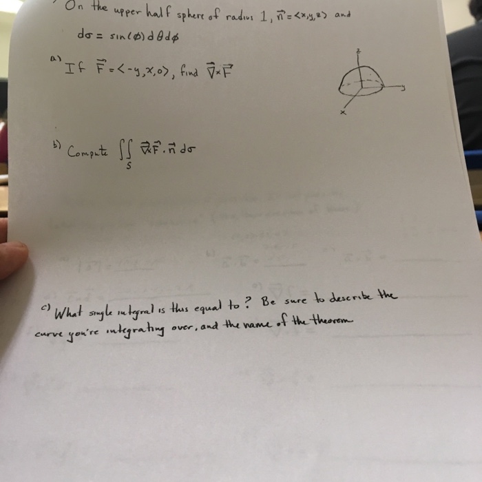 Solved On the upper half sphere of radius 1, vector n = (x, | Chegg.com