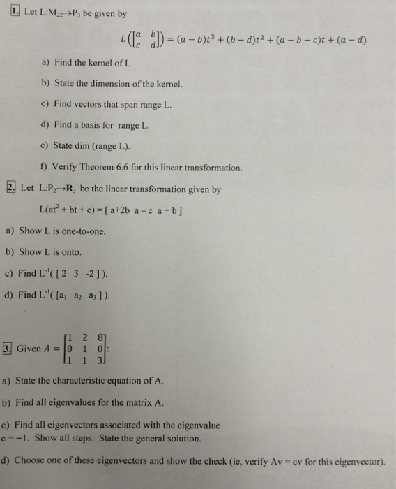 Solved Let L:M 22 rightarrow P 3be given by L([a b c d])=(a | Chegg.com