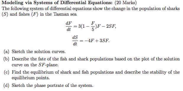 Solved Modeling via Systems of Differential Equations: (20 | Chegg.com