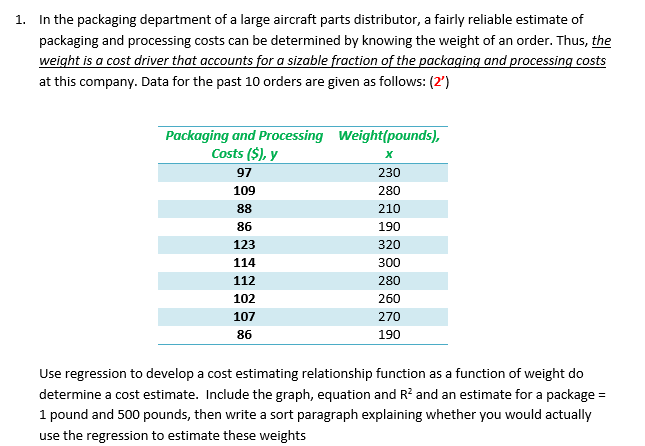 Solved In the packaging department of a large aircraft parts | Chegg.com
