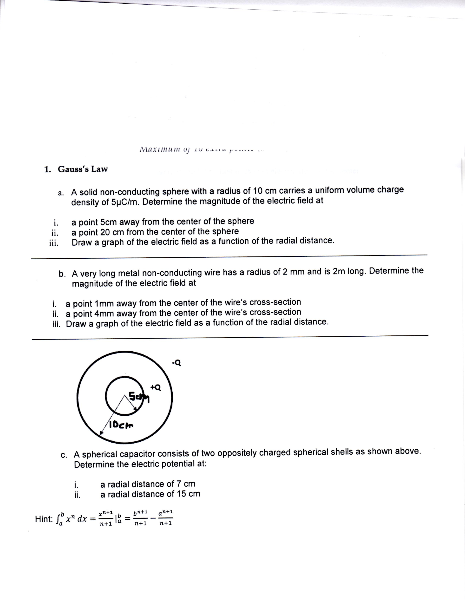 Solved A solid non-conducting sphere with a radius of 10 cm | Chegg.com