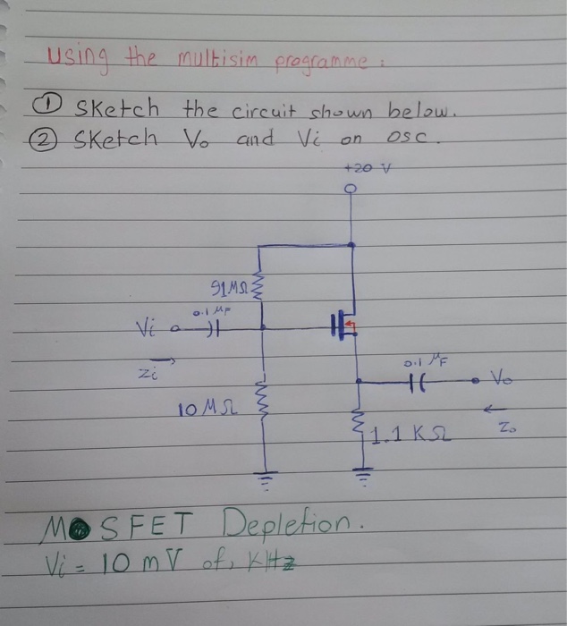 Using the multi sim program me: Sketch the circuit | Chegg.com