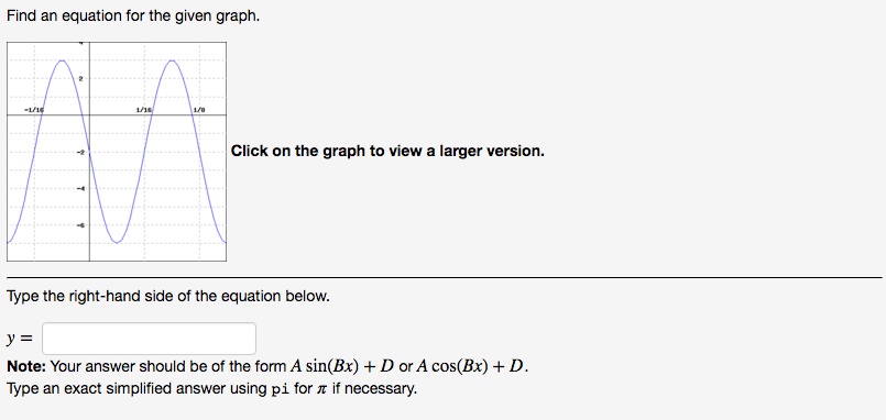 Solved Find an equation for the given graph Click on the | Chegg.com