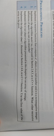 Solved PROGRAMMING PROBLEMS 1. Im 2. Implement the algorithm | Chegg.com