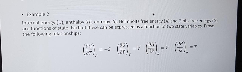 Solved Internal energy (U), enthalpy (H), entropy (S), | Chegg.com