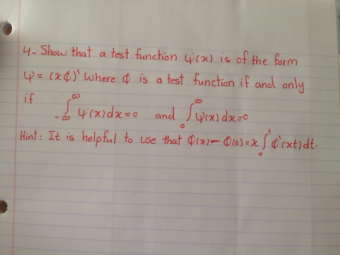 Solved Show that a test function psi (x0 is of the form psi | Chegg.com
