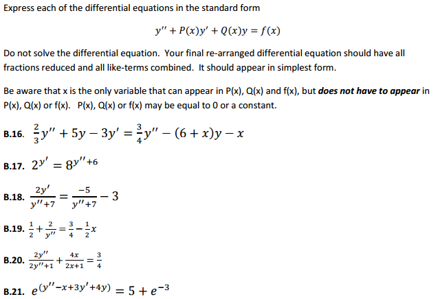 Solved Express each of the differential equations in the | Chegg.com