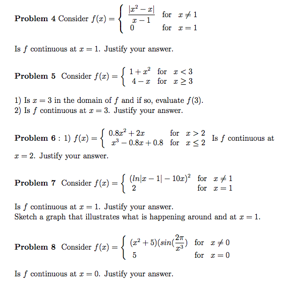 Solved Consider f(x) Is f continuous at x = 1. Justify your | Chegg.com