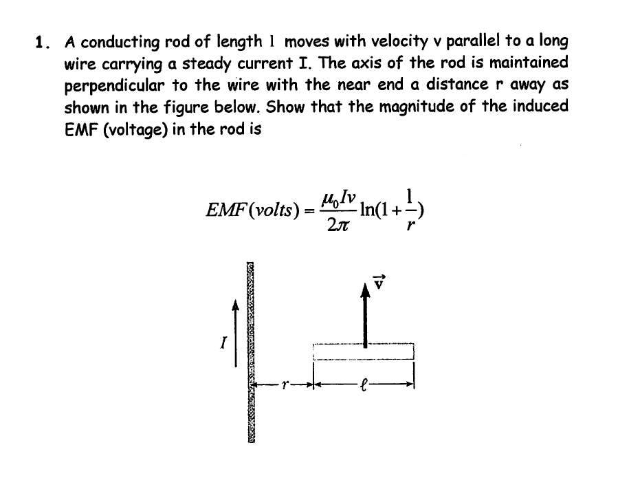 Solved A conducting rod of length I moves with velocity v | Chegg.com