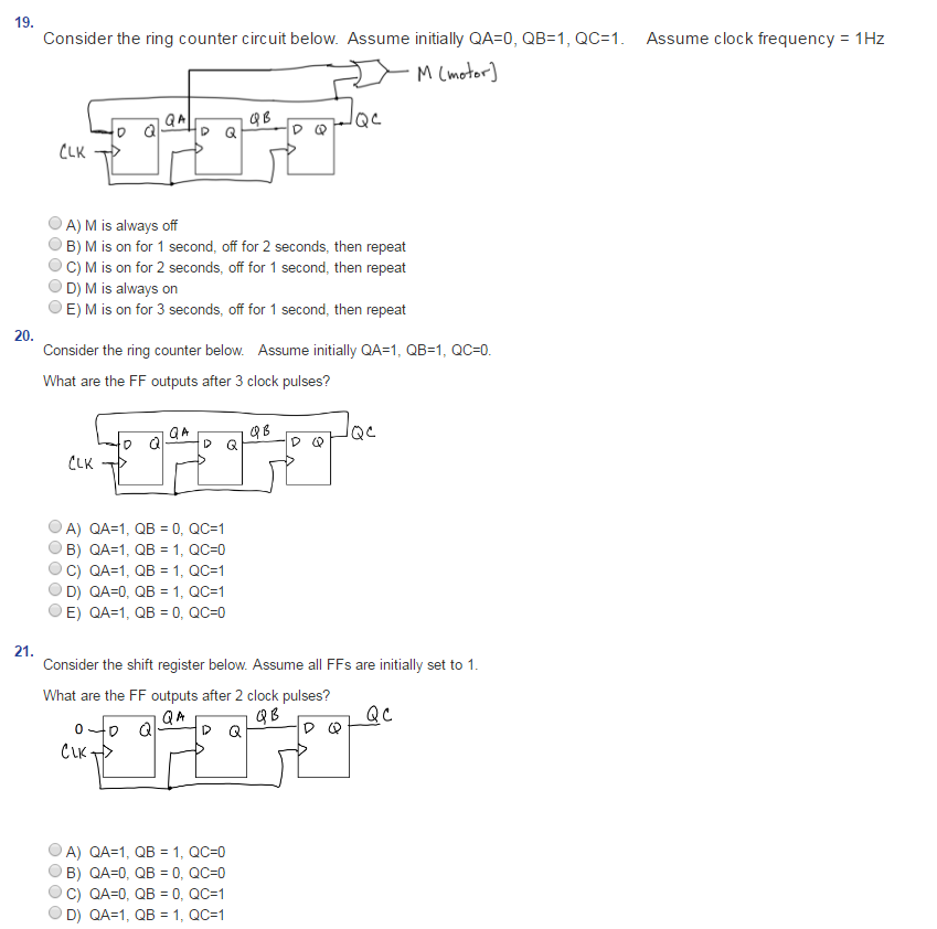 Solved consider the ring counter circuit below. assume | Chegg.com