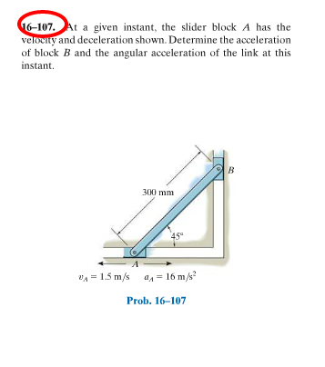 At a given instant, the slider block A has the | Chegg.com