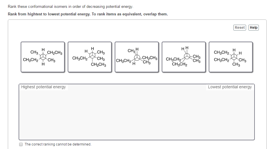 Solved Rank these conformational isomers in order of | Chegg.com