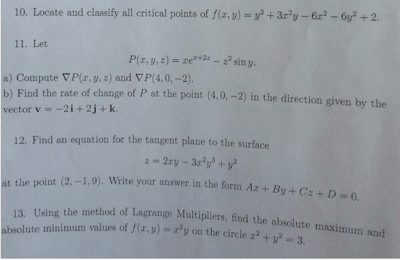 Solved Locate and classify all critical points of f(x, y) = | Chegg.com