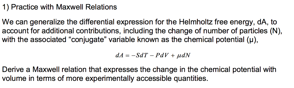 Solved Practice with Maxwell Relations We can generalize | Chegg.com