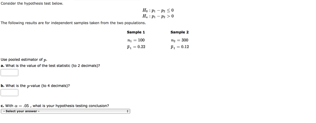 Solved Consider the hypothesis test below. Ho ipi-Ps0 Ho : p | Chegg.com