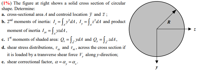 Solved (190) The figure at right shows a solid cross section | Chegg.com