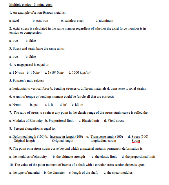 Solved Multiple choice 3 points each 1. An example of a | Chegg.com