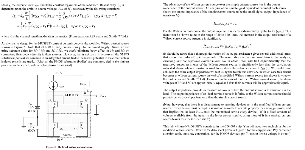 Lab #4 : MOSFET Current Sources Objective A current | Chegg.com