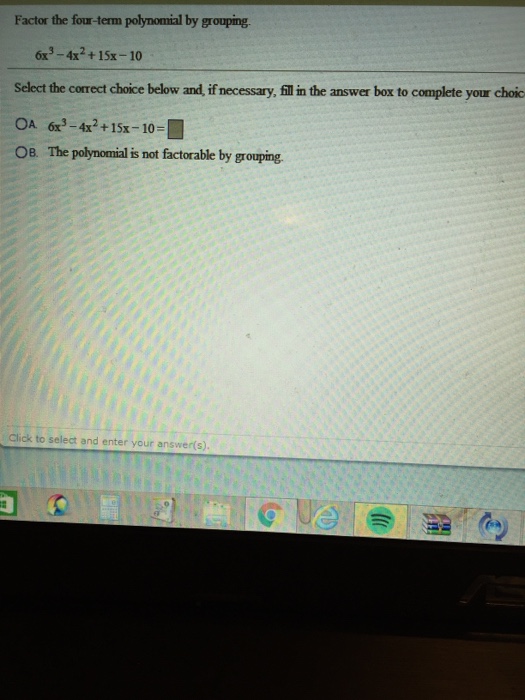 Solved Factor the four-term polynomial by grouping. | Chegg.com