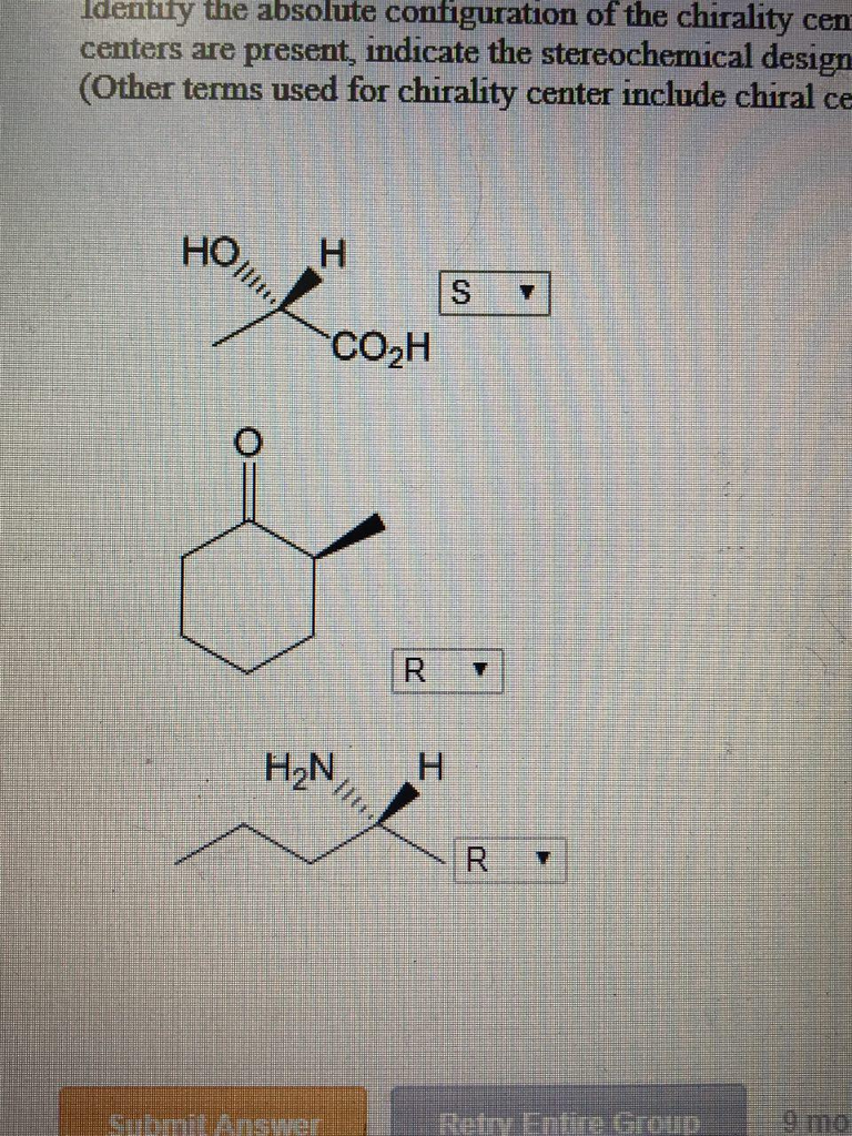 Solved Identify the absolute configuration of the chirality | Chegg.com