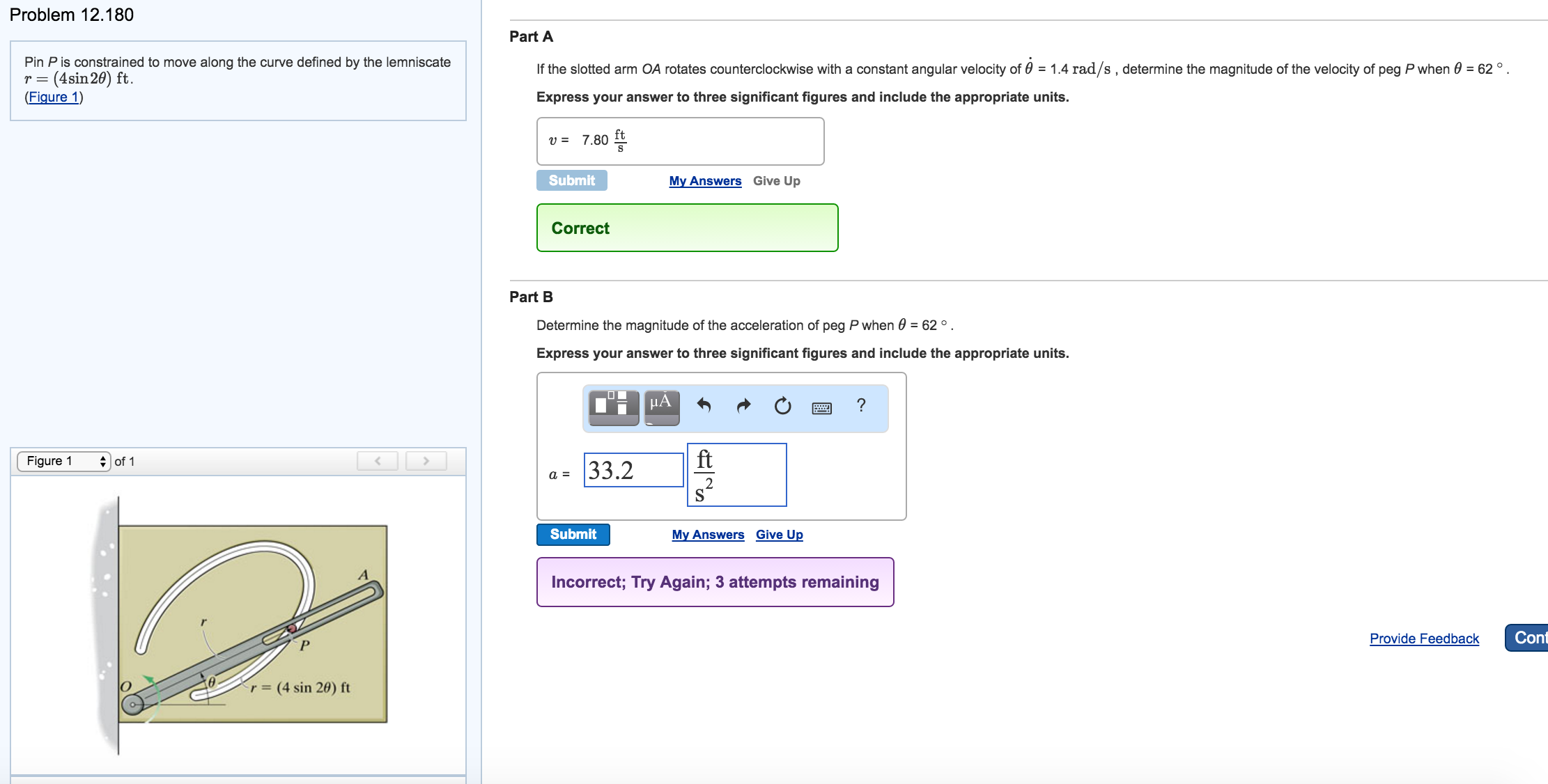 Solved Pin P is constrained to move along the curve defined | Chegg.com