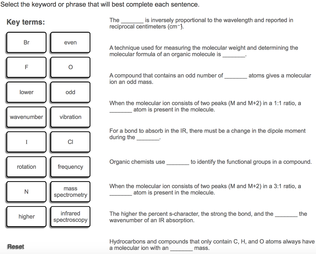 Solved Select the keyword or phrase that will best complete | Chegg.com