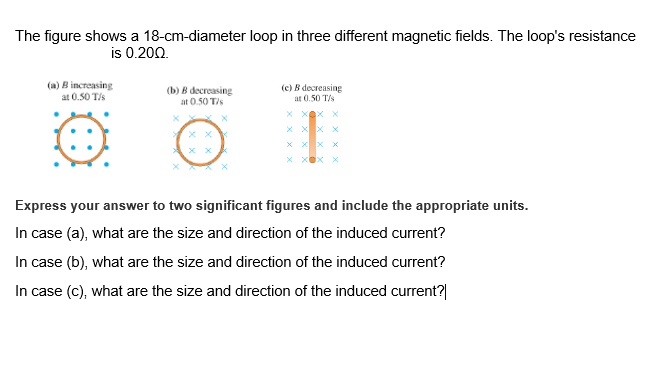 Solved The figure shows a 18-cm-diameter loop in three | Chegg.com