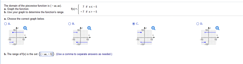 Solved The domain of the piecewise function is (-infinity, | Chegg.com