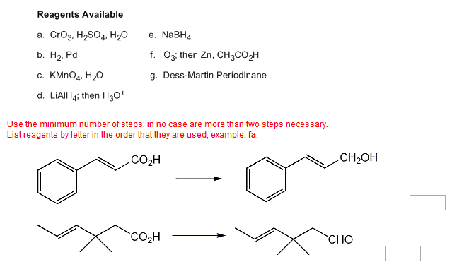Solved Reagents Available Cr03, H2SO4, H2O H2, Pd KMn04, H20 | Chegg.com