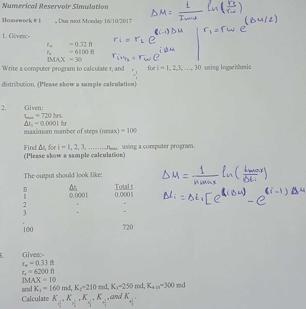 Solved Numerical Reservoir Simulation AM (sM/2) Homework # 1 | Chegg.com