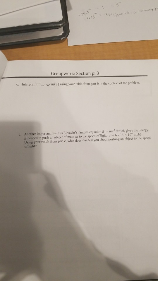 Solved Groupwork: Section pi.3 2. (Einstein's Theory of | Chegg.com
