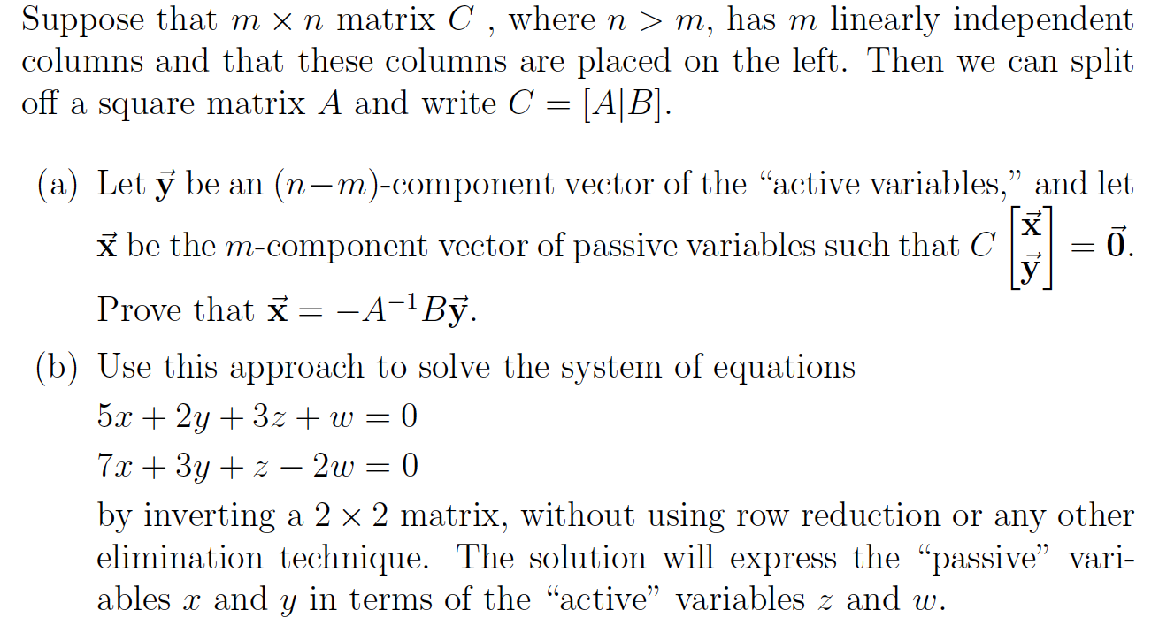 Solved Suppose that m times n matrix C, where n > m, has m | Chegg.com