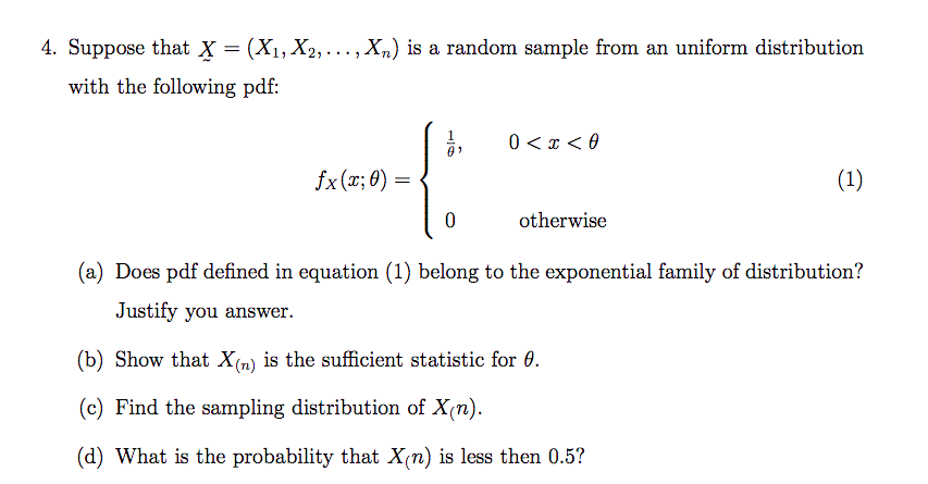 Solved 4. Suppose that X - (Xi, X2,..., Xn) is a random | Chegg.com Solved 4. Suppose that X - (Xi, X2,..., Xn) is a random | Chegg.com